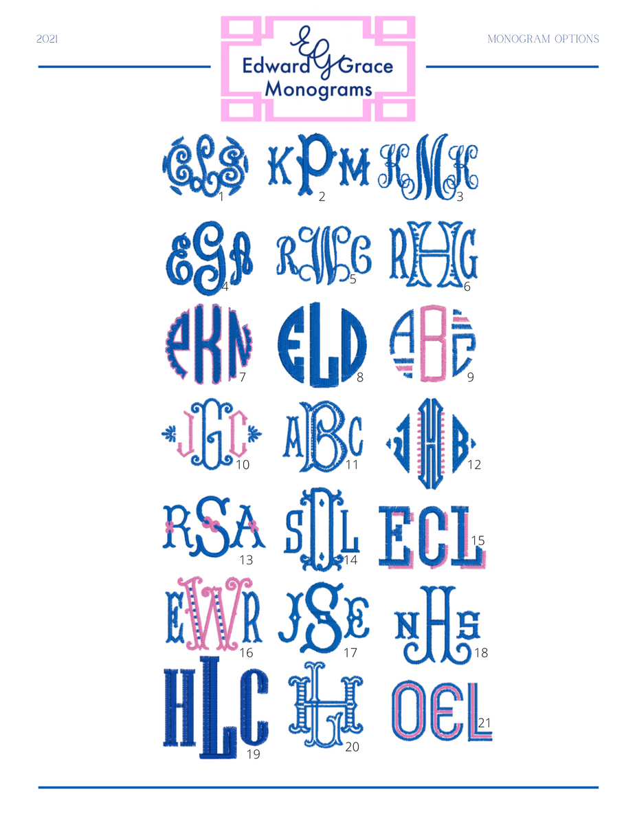 Monogram Options – Edward and Grace Monograms